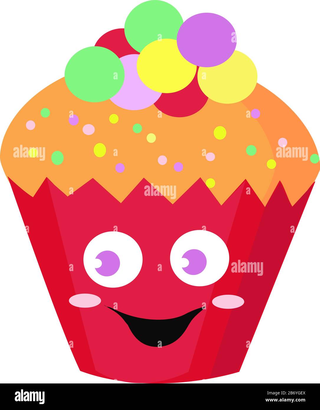 Red cupcake, illustration, vector on white background Stock Vector ...