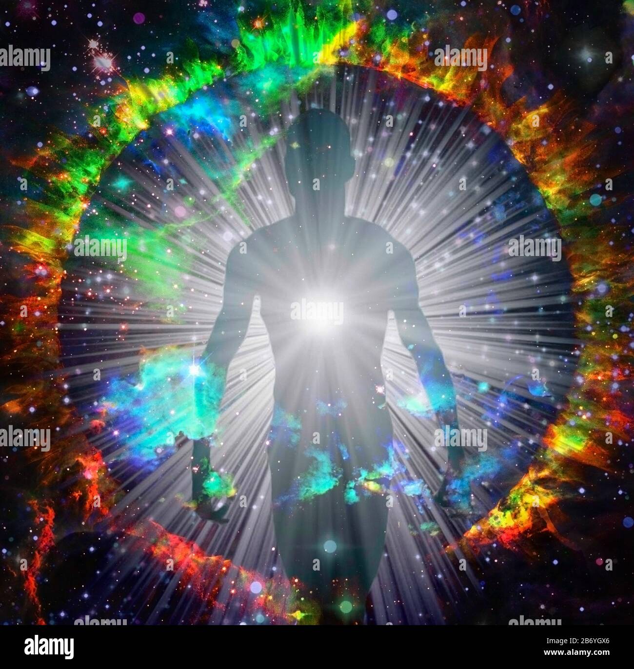 Spirit emerges from fire circle in vivid space Stock Photo - Alamy