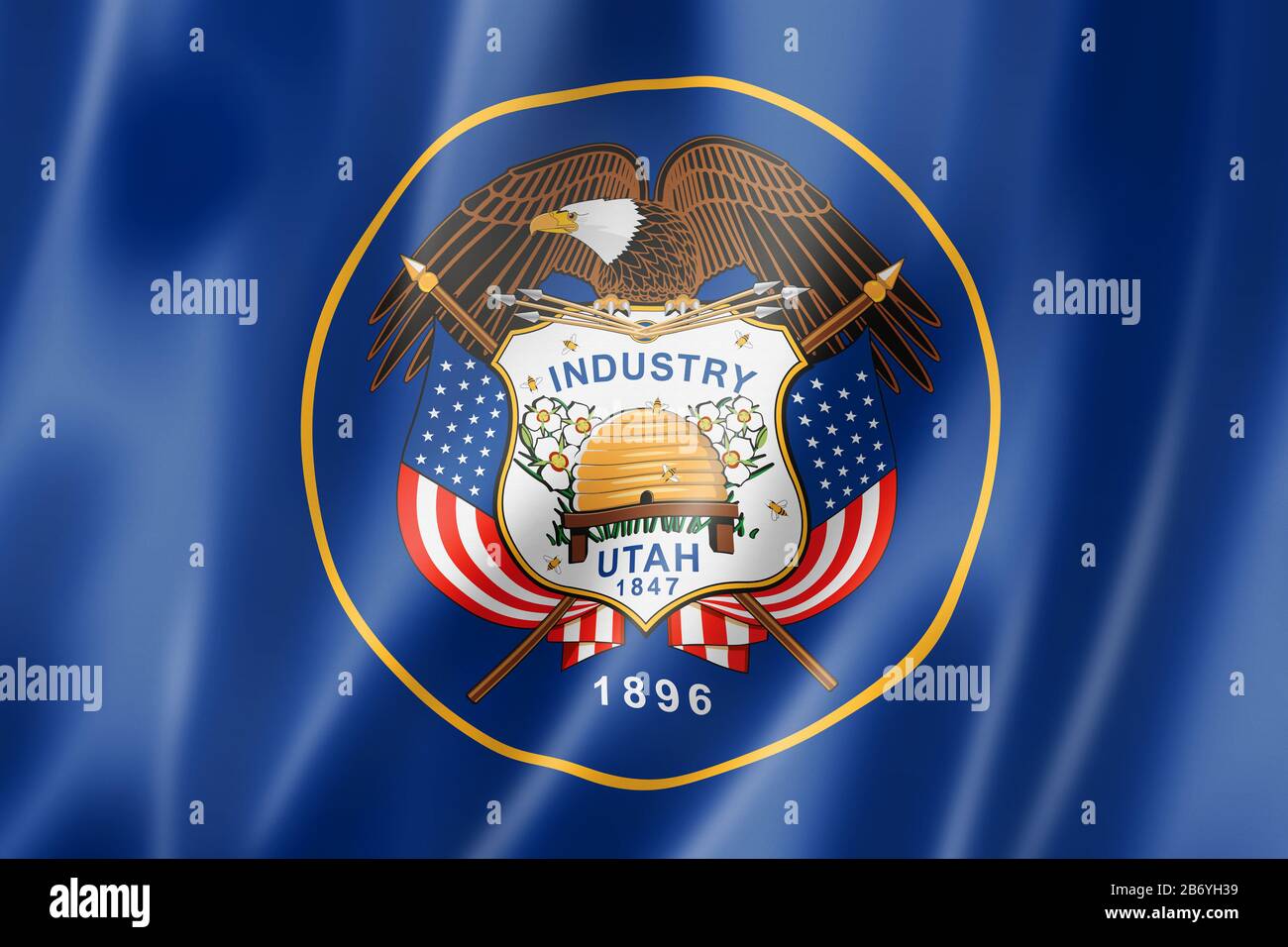 Utah flag, united states waving banner collection. 3D illustration ...