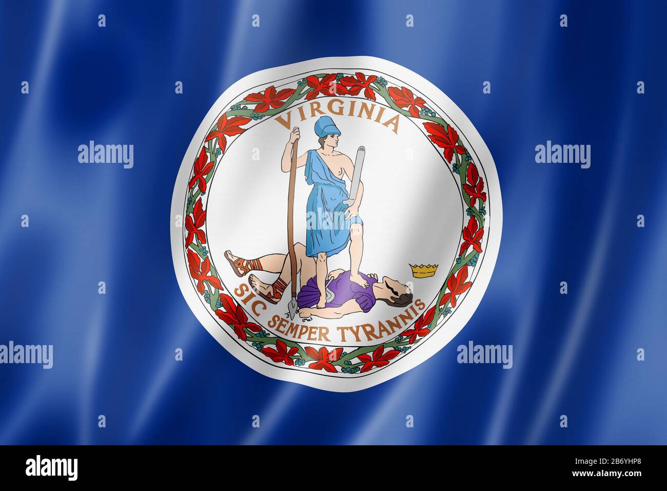 Virginia flag, united states waving banner collection. 3D illustration ...