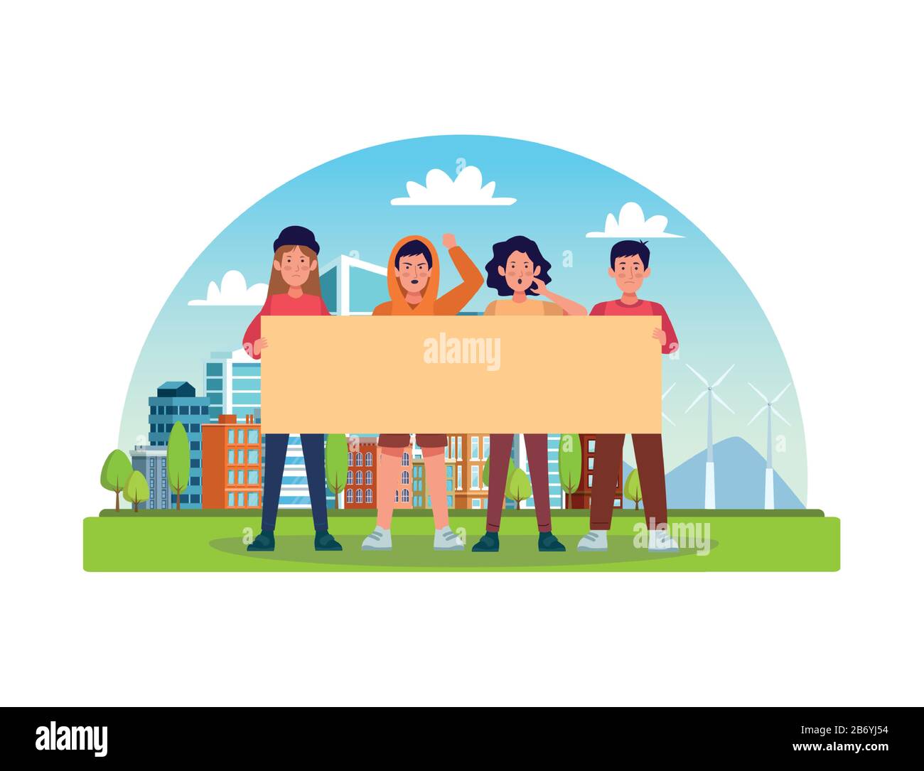 Protesters with banners Stock Vector Images - Alamy