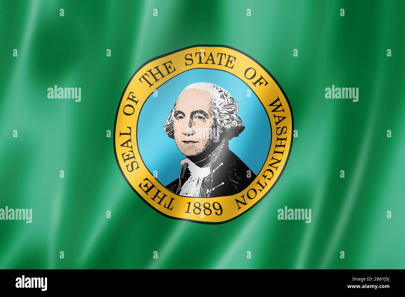 Washington flag, united states waving banner collection. 3D ...