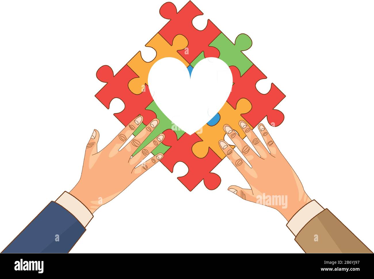 Heart puzzle hands Stock Vector Images - Alamy