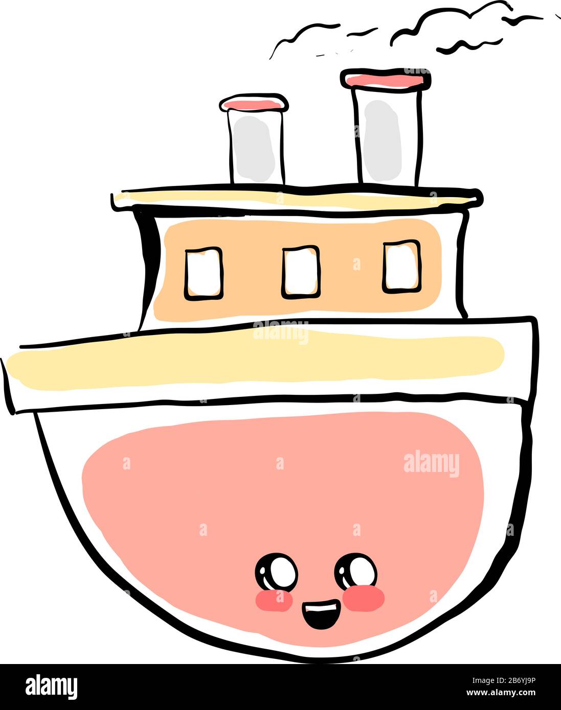 Cute ship, illustration, vector on white background Stock Vector Image ...