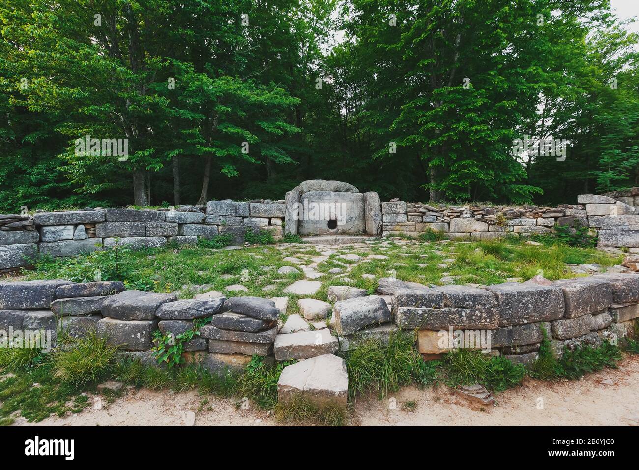 Ancient tiled dolmen in the valley of the river Jean. Monument of ...
