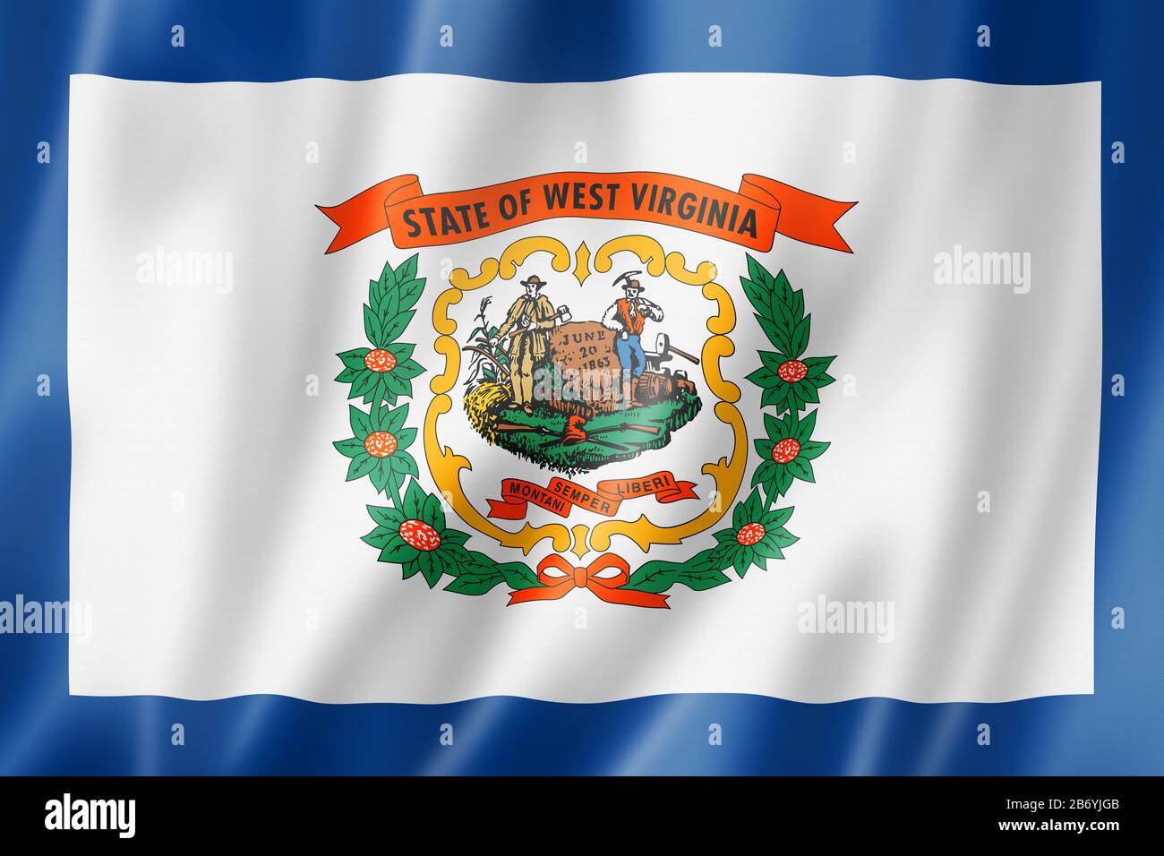 West Virginia flag, united states waving banner collection. 3D ...