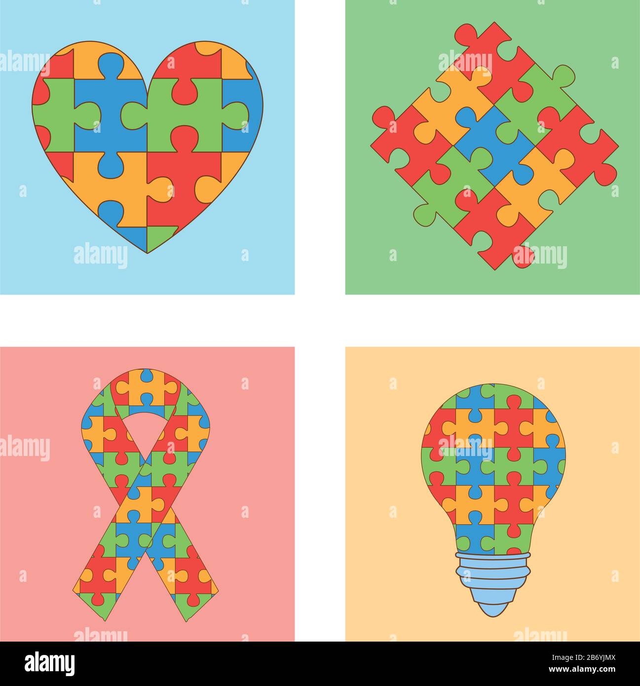 world autism day with puzzle game pieces Stock Vector Image & Art - Alamy