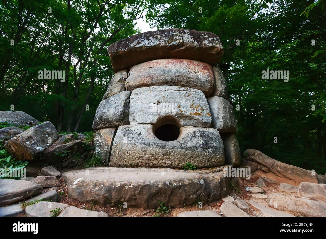 Ancient round compound dolmen in the valley of the river Jean, Monument ...