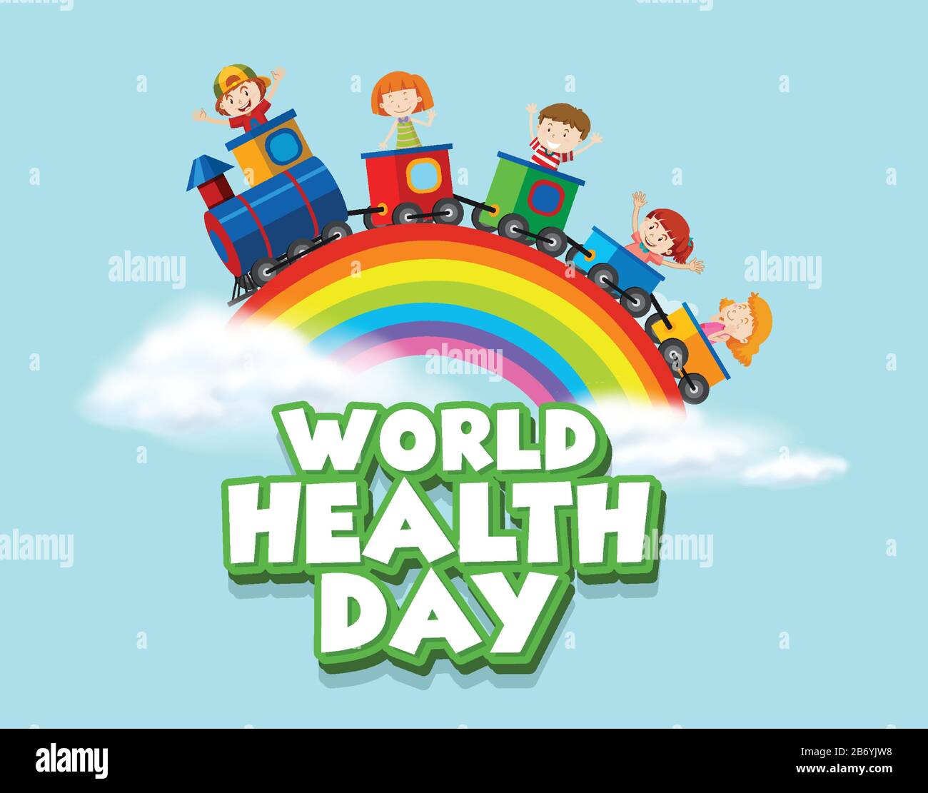 Poster design for world health day with kids on train in background ...