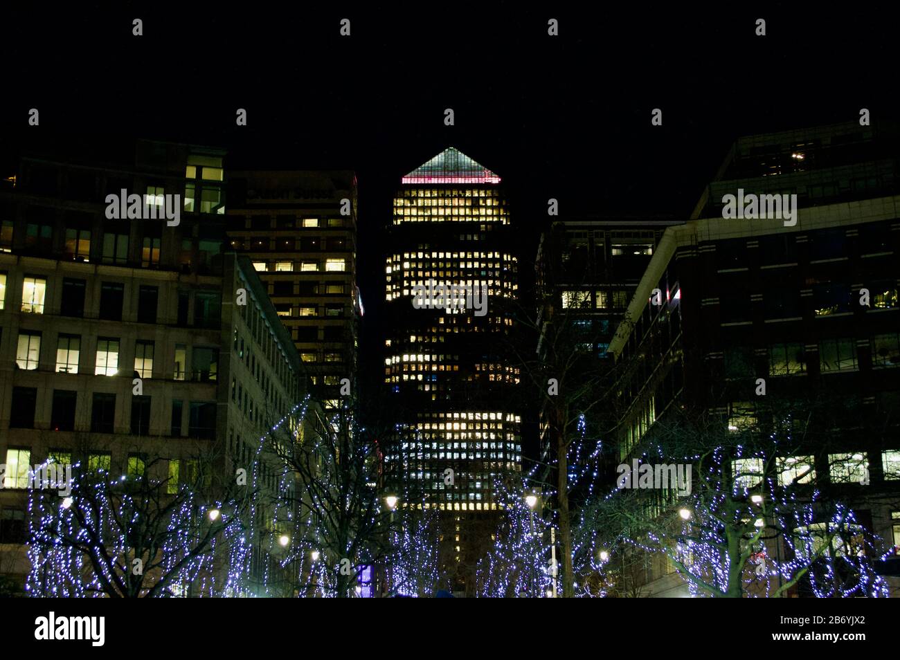 A view of the One Canada Square building at Canary Wharf in London, UK ...
