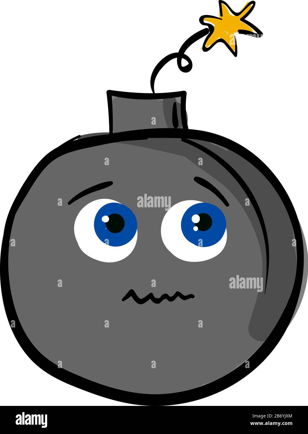 Sad bomb, illustration, vector on white background Stock Vector Image ...