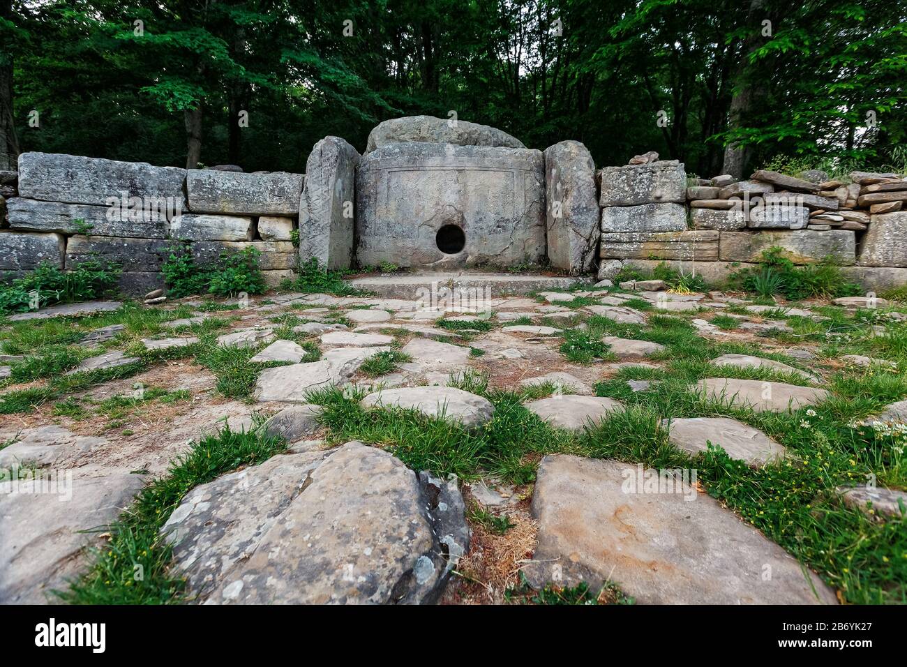 Ancient tiled dolmen in the valley of the river Jean. Monument of ...