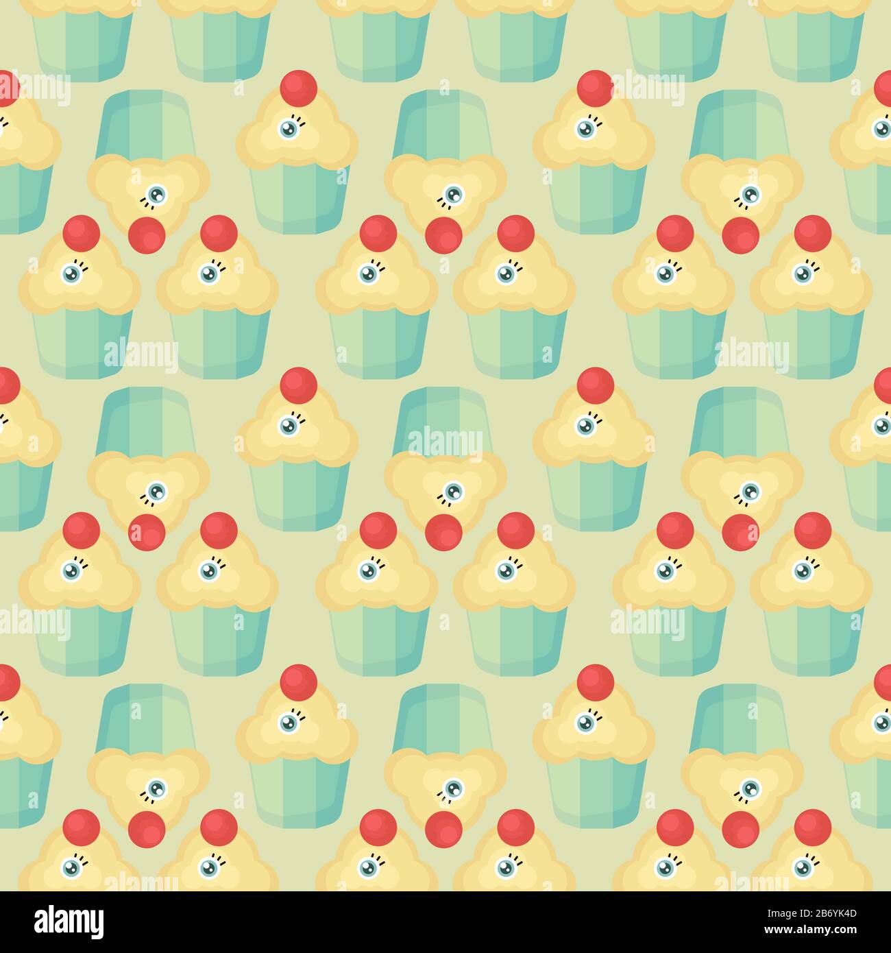 Cupcakes pattern, illustration, vector on white background Stock Vector ...