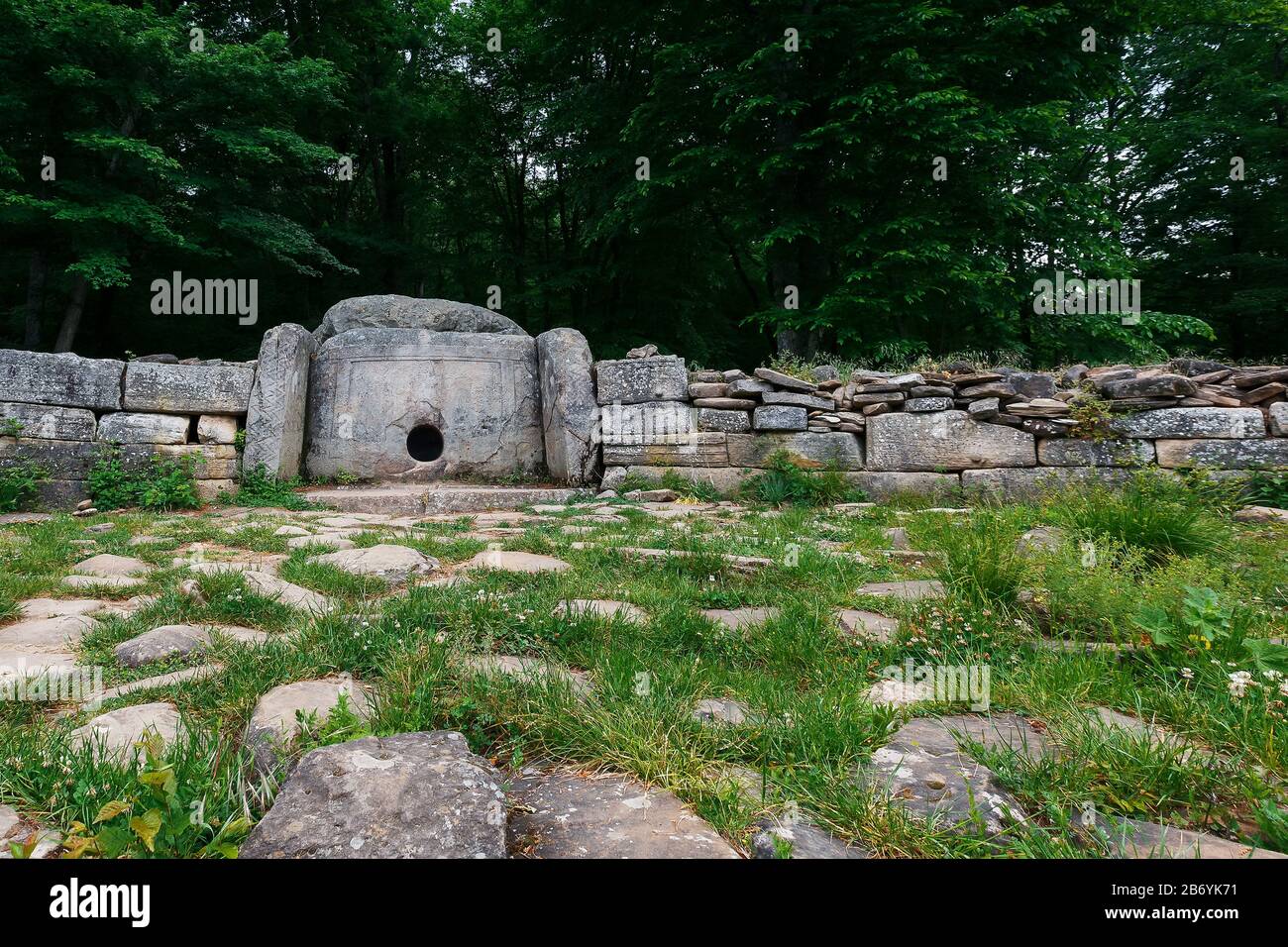 Ancient tiled dolmen in the valley of the river Jean. Monument of ...