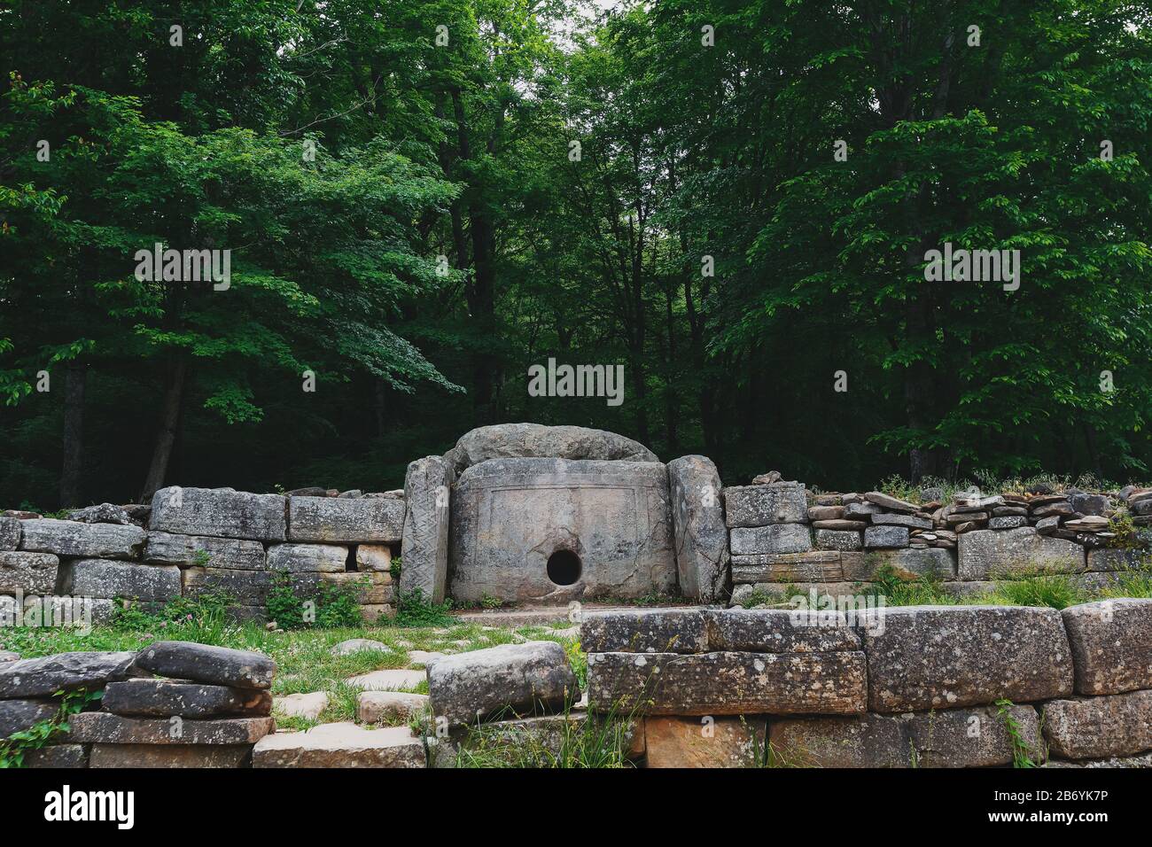 Ancient tiled dolmen in the valley of the river Jean. Monument of ...