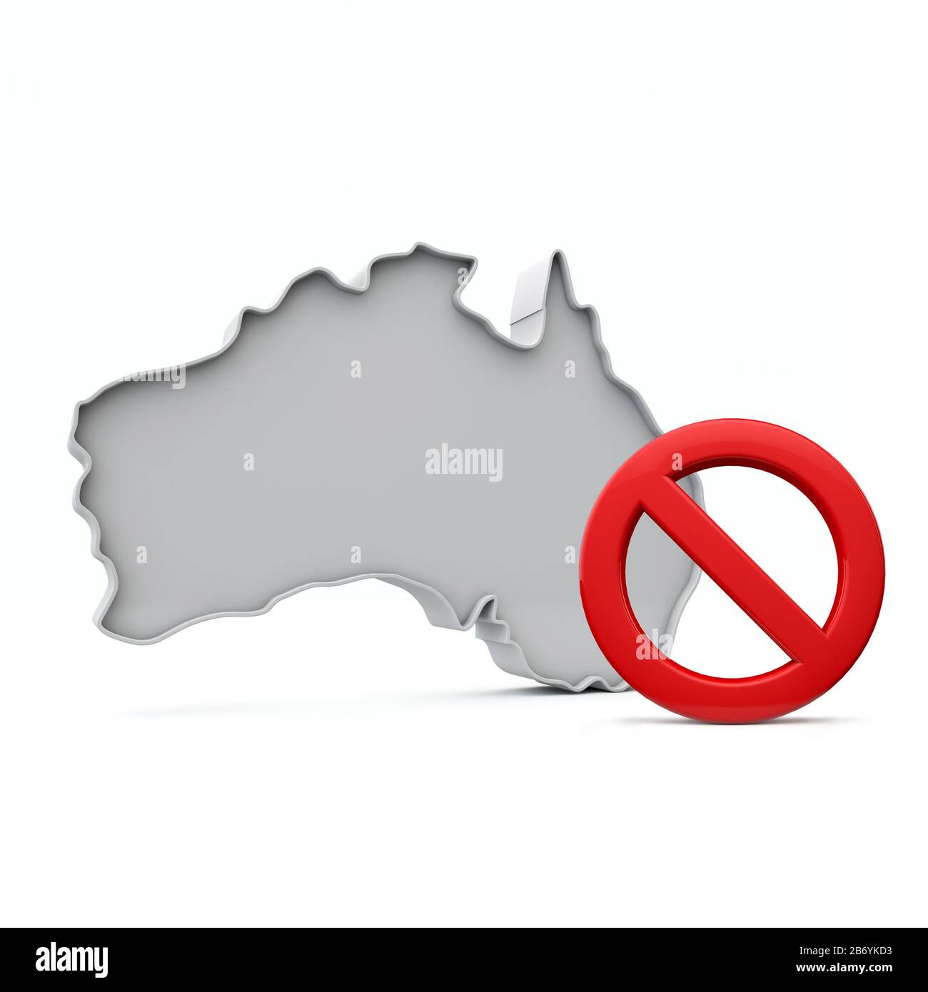 Australia map with red no entry warning sign. 3D Rendering Stock Photo ...