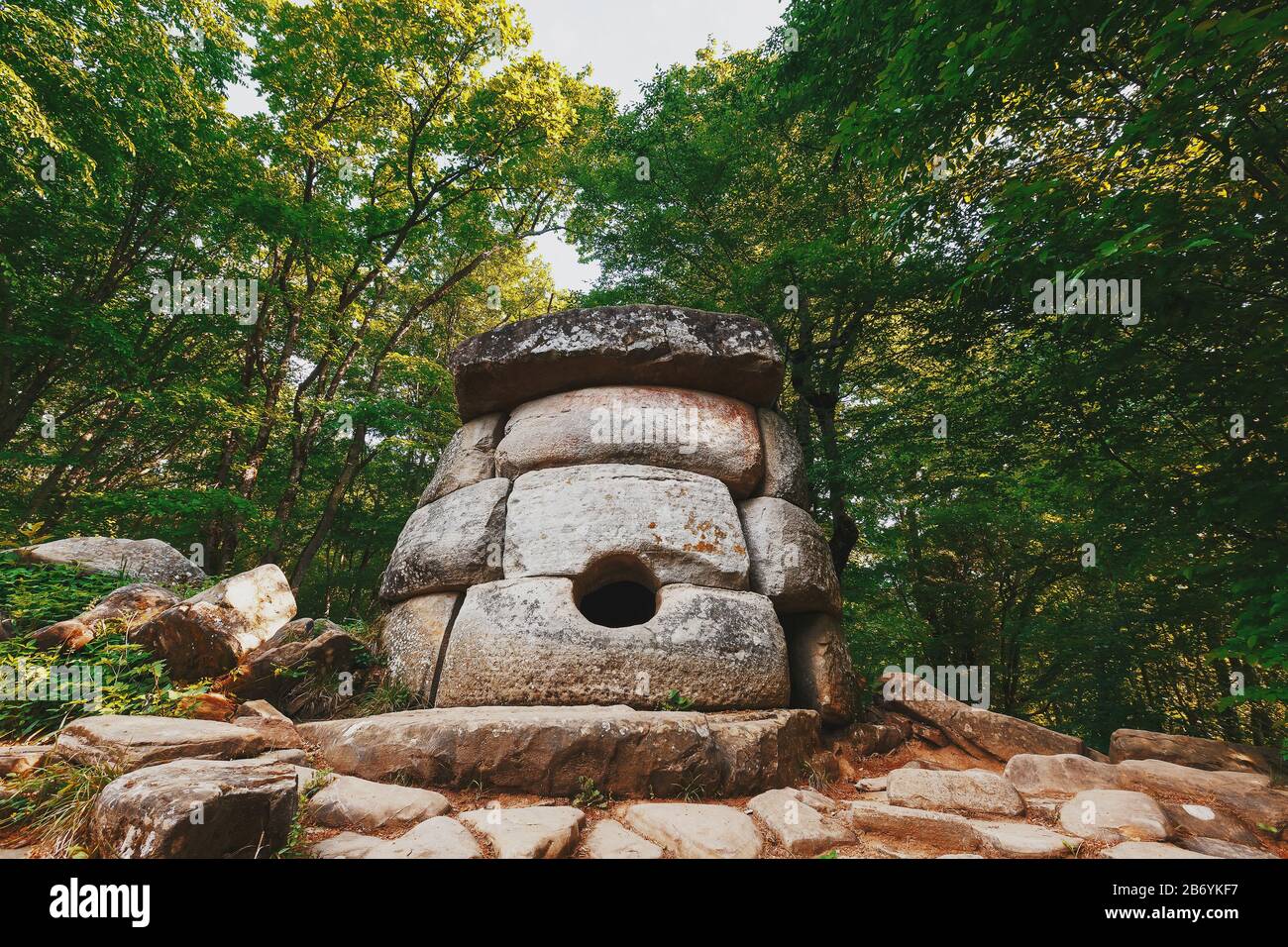 Ancient round compound dolmen in the valley of the river Jean, Monument ...