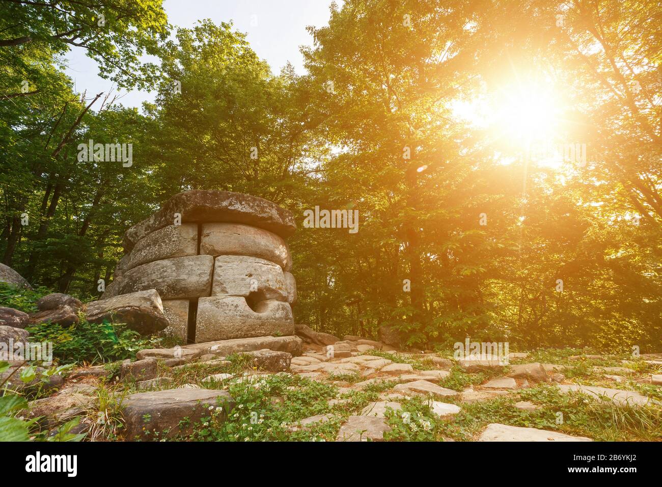 Ancient round compound dolmen in the valley of the river Jean, Monument ...
