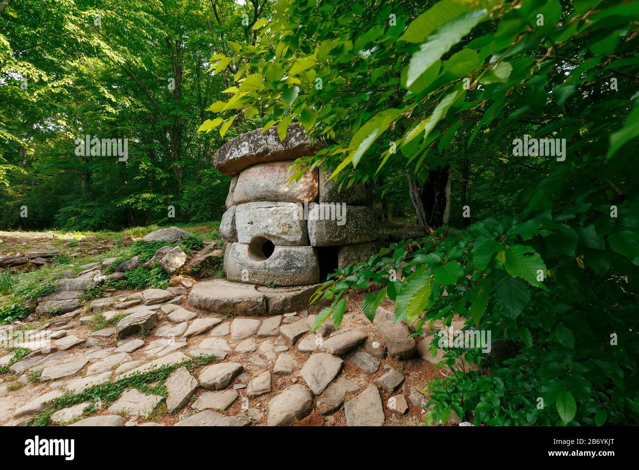 Ancient round compound dolmen in the valley of the river Jean, Monument ...