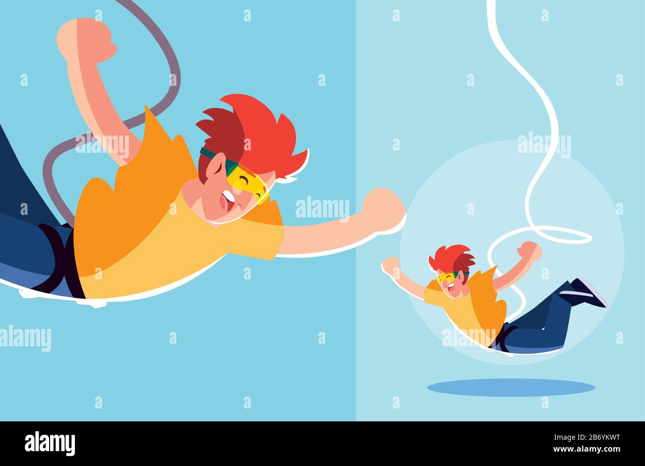 man jumping off with a rope, extreme sport vector illustration design ...