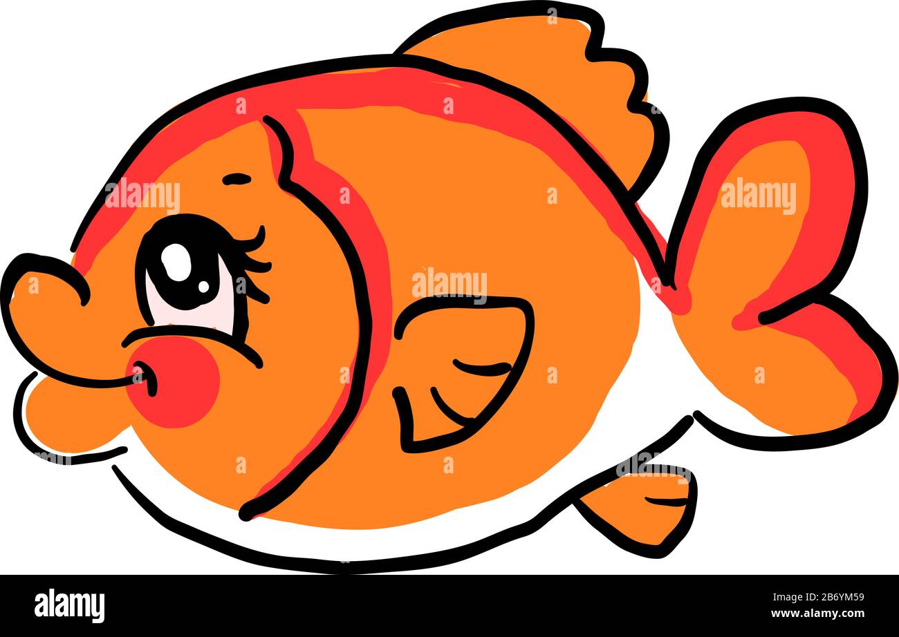 Fat goldfish, illustration, vector on white background Stock Vector ...