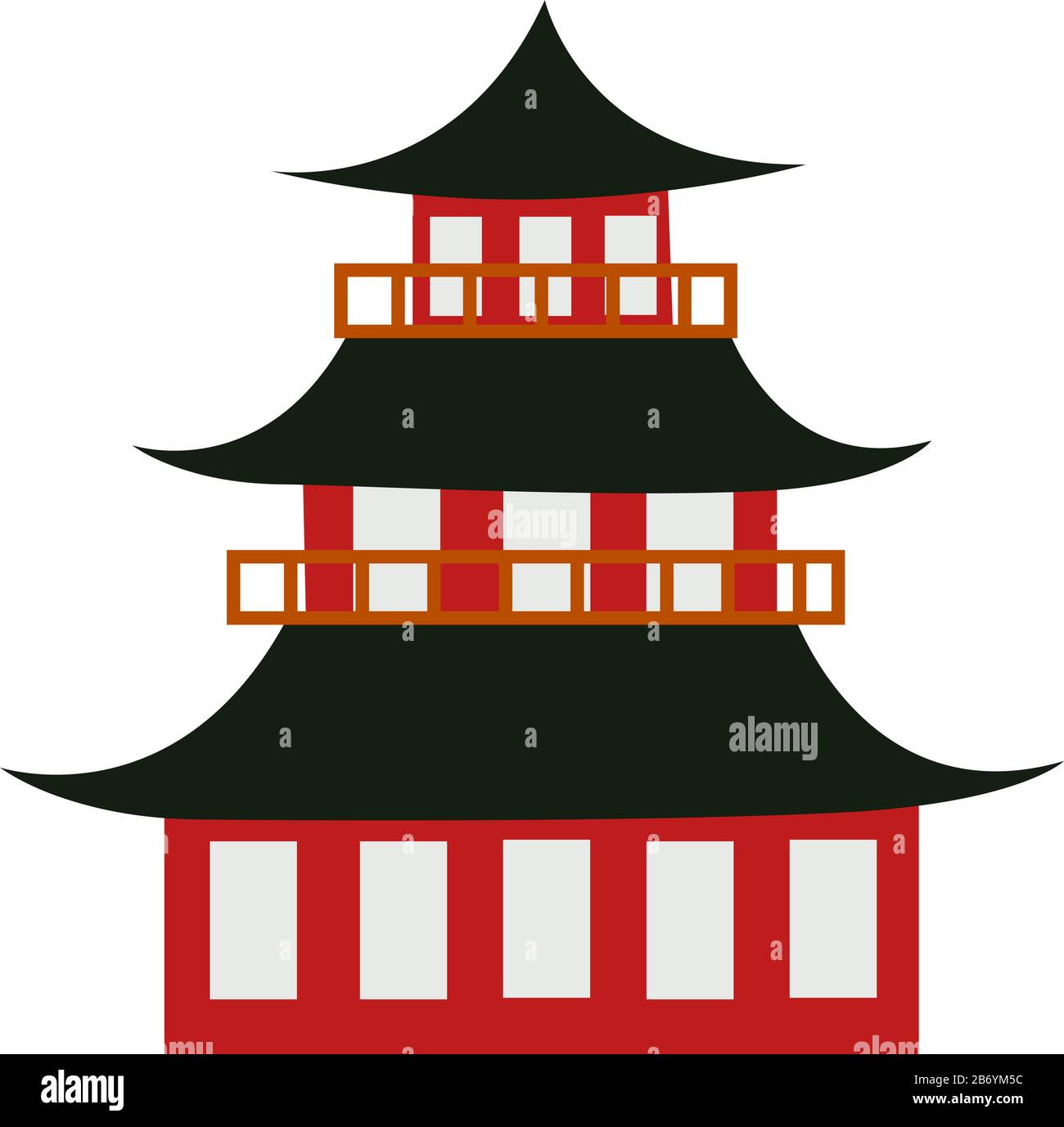 Japanese building, illustration, vector on white background Stock ...