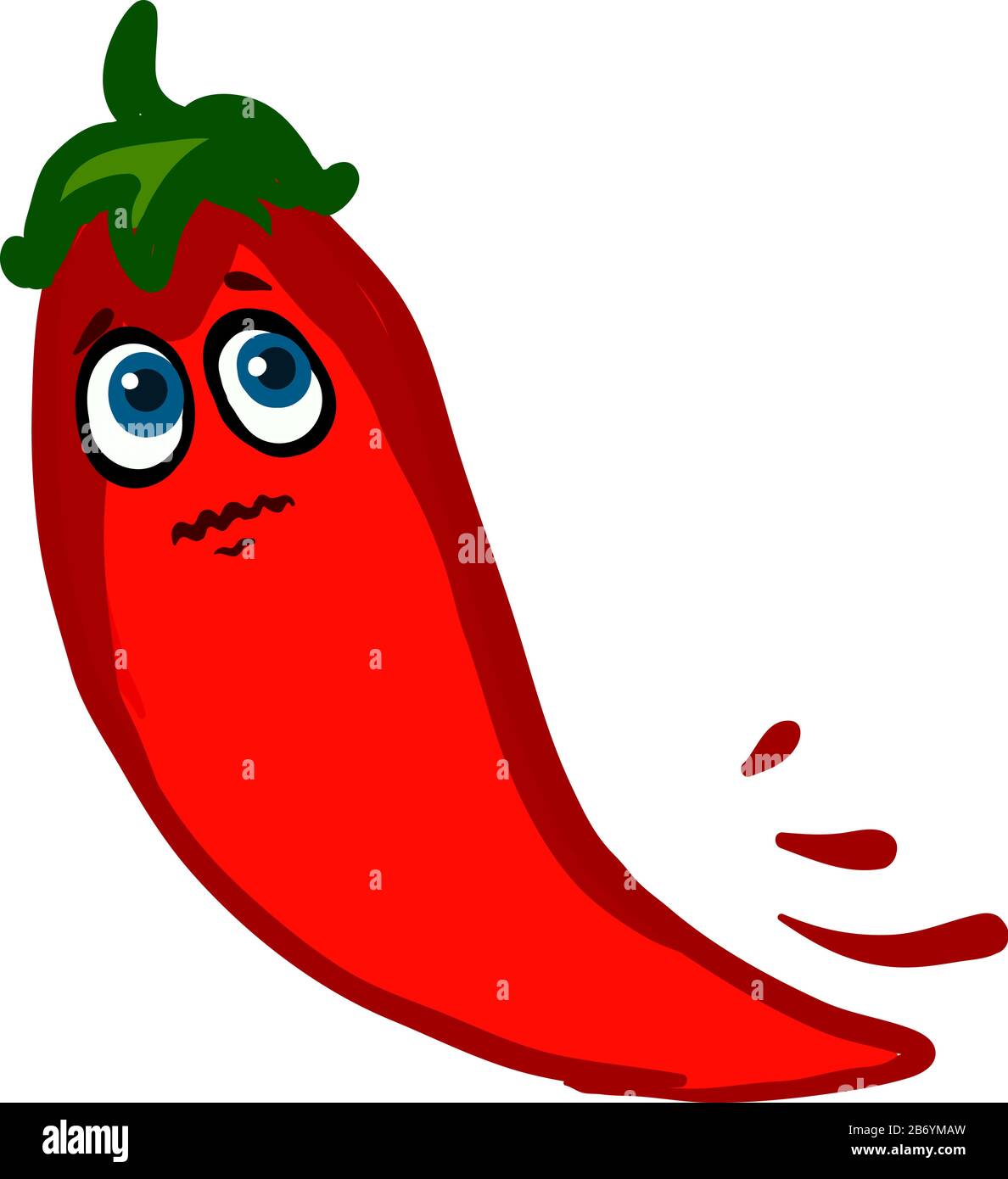 Scared pepper, illustration, vector on white background Stock Vector ...
