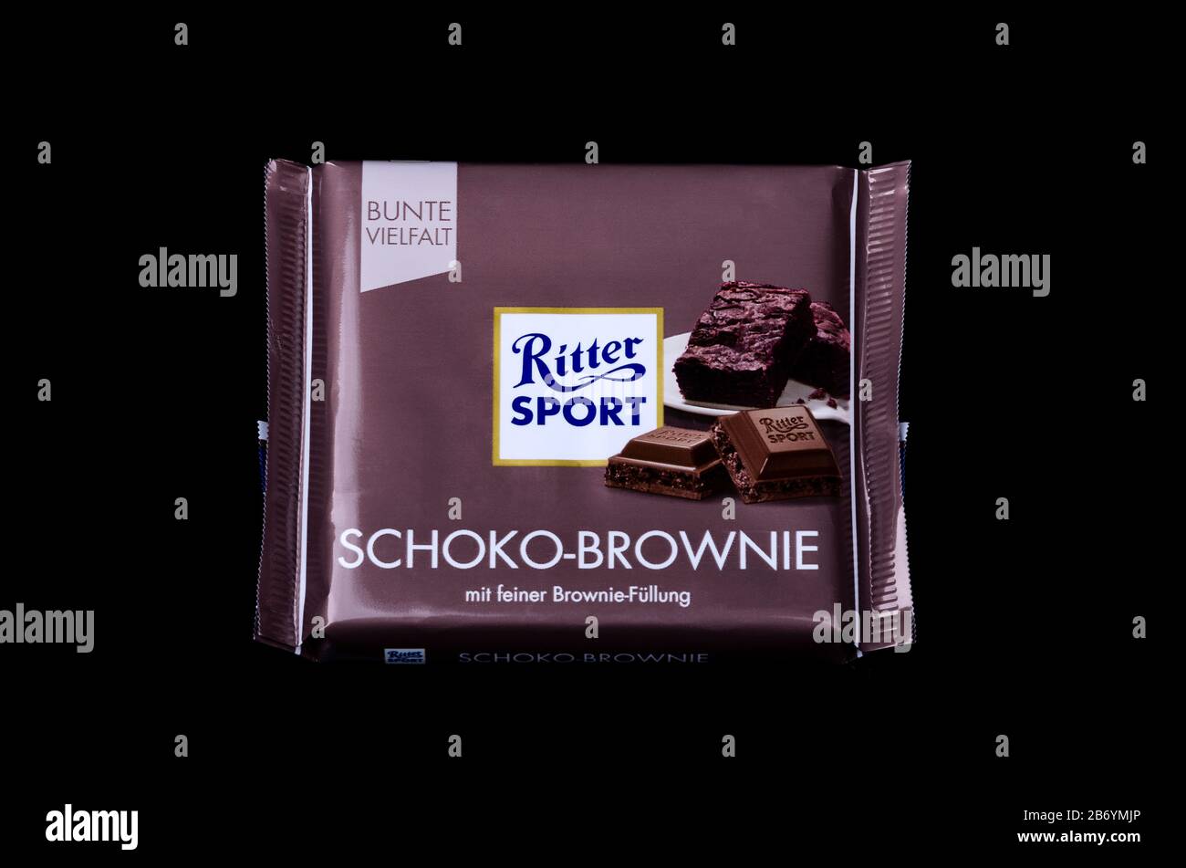 Ritter Sport chocolate bar isolated on dark background. Ritter Sport ...