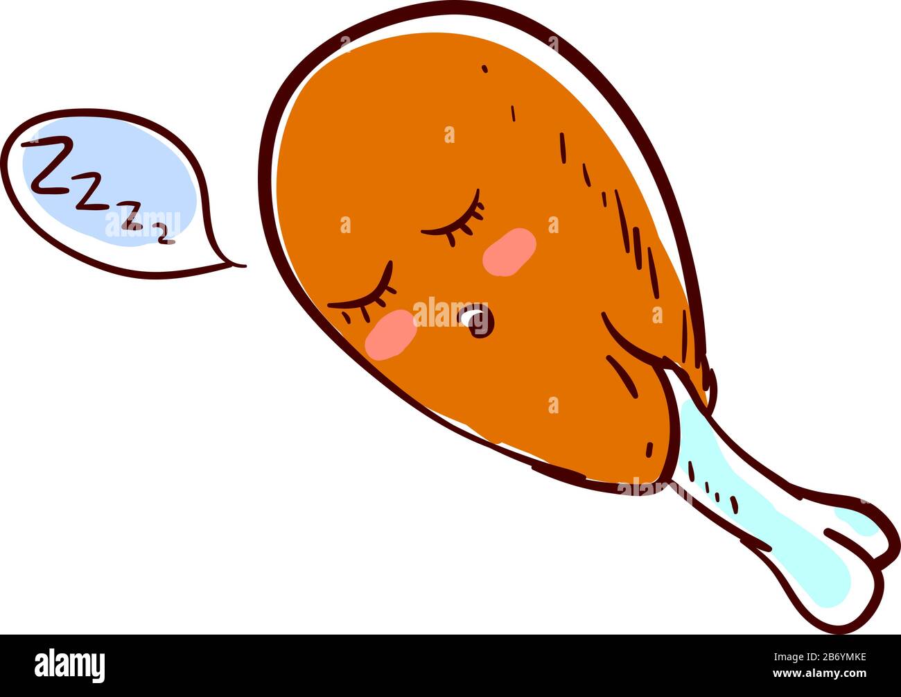 Sleeping chicken leg, illustration, vector on white background Stock ...