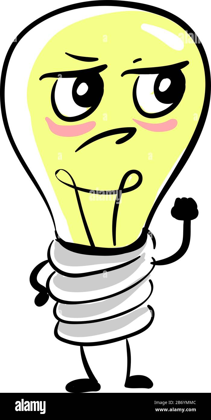 Angry lighting bulb, illustration, vector on white background Stock ...