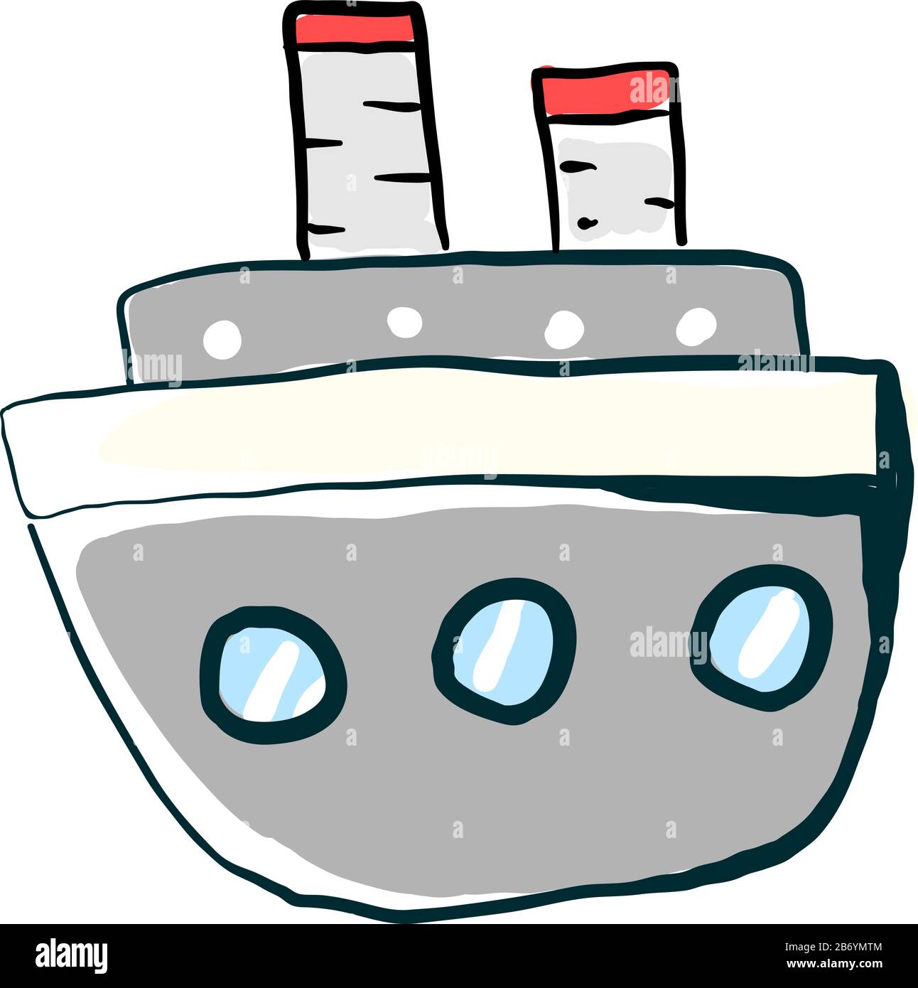 Grey ship, illustration, vector on white background Stock Vector Image ...