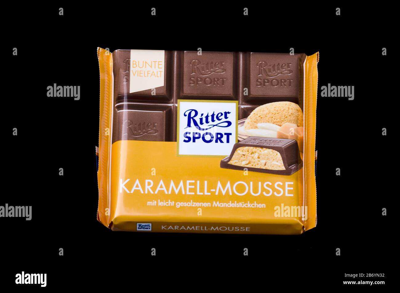Ritter Sport chocolate bar isolated on dark background. Ritter Sport ...