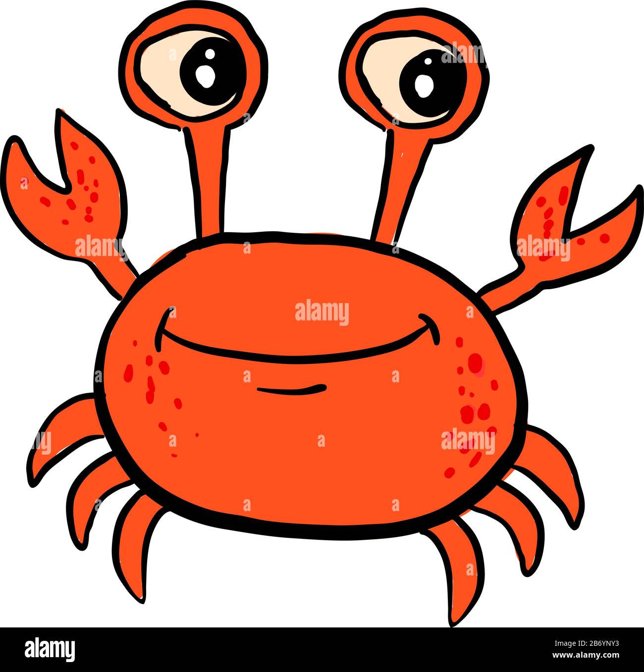 Happy red crab, illustration, vector on white background Stock Vector ...