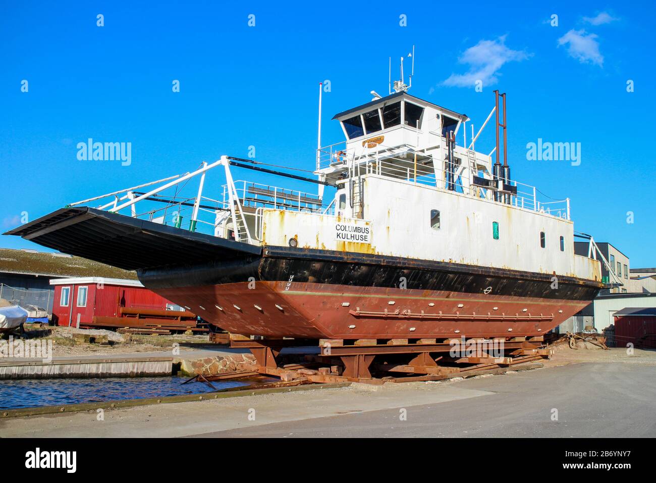 Boat on land Stock Photo - Alamy