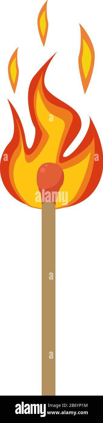 Match on fire, illustration, vector on white background Stock Vector ...