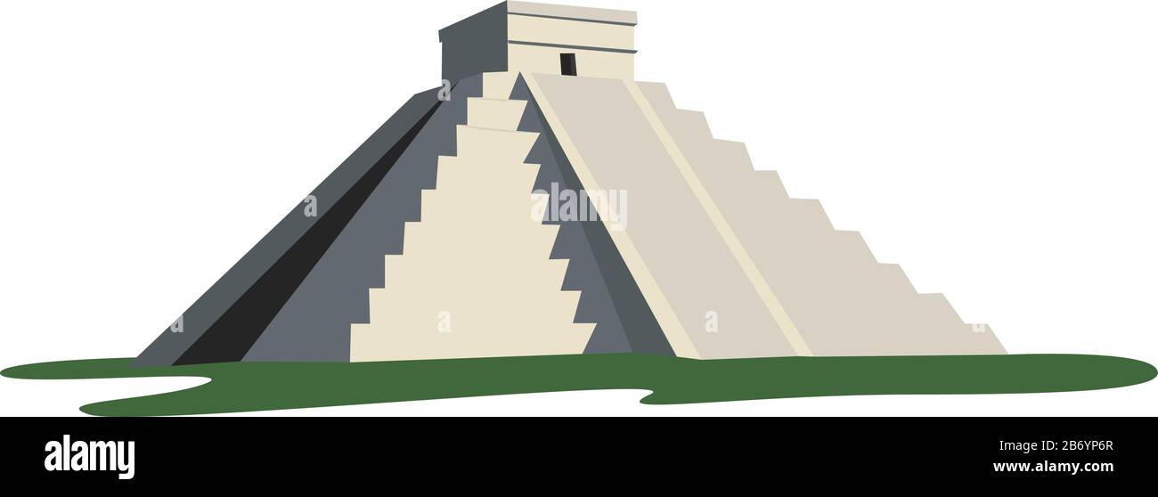 Mayan temple, illustration, vector on white background Stock Vector ...
