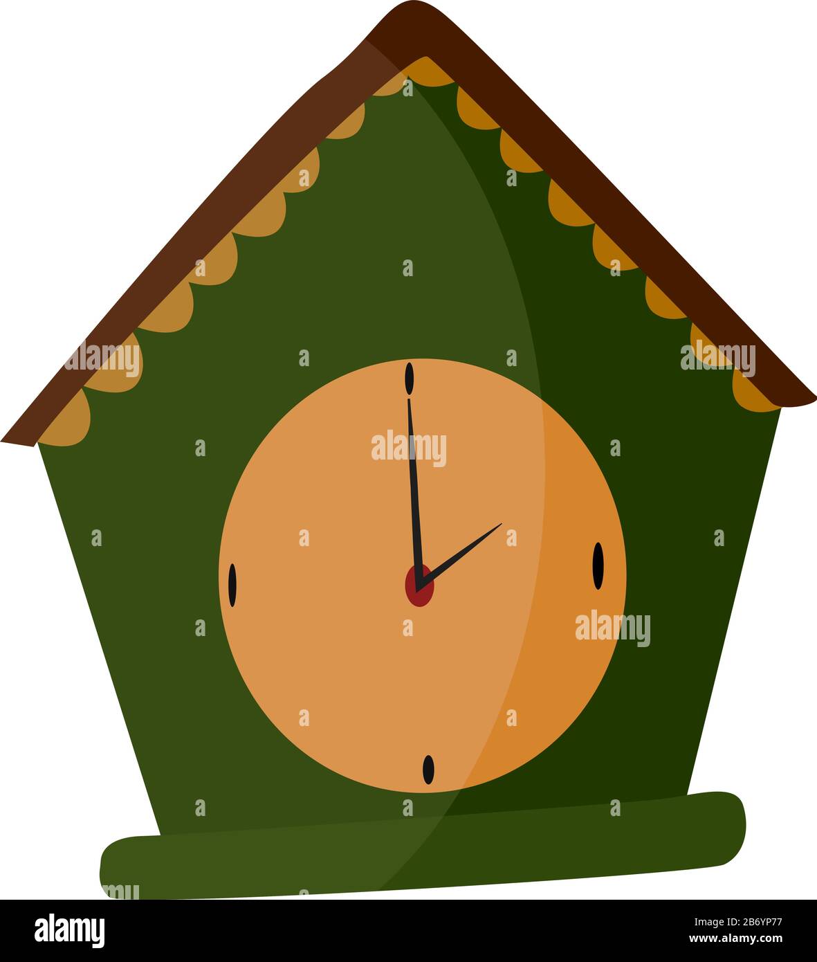 Green wall clock, illustration, vector on white background Stock Vector ...