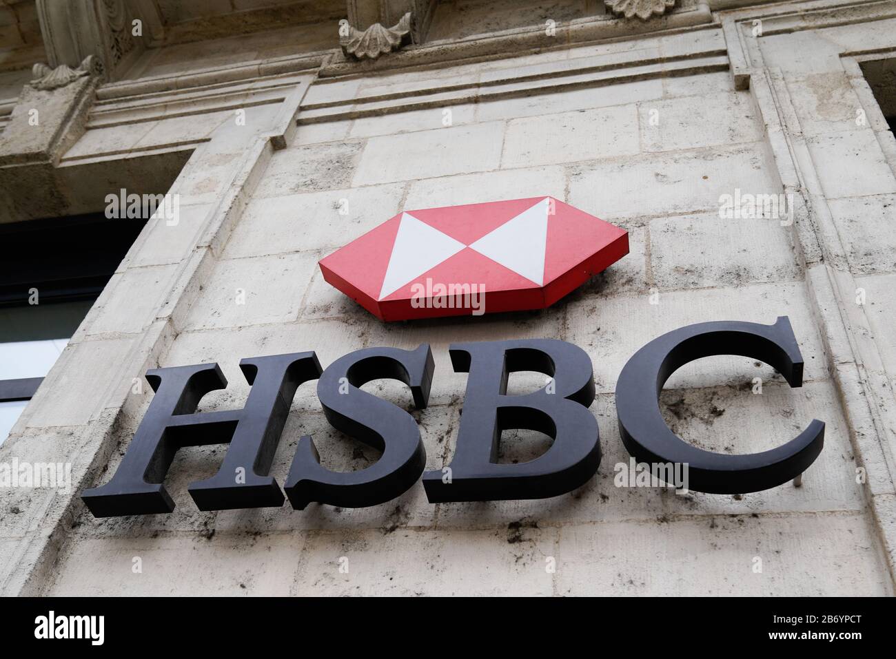 Bordeaux , Aquitaine / France - 02 20 2020 : HSBC bank logo swiss sign ...