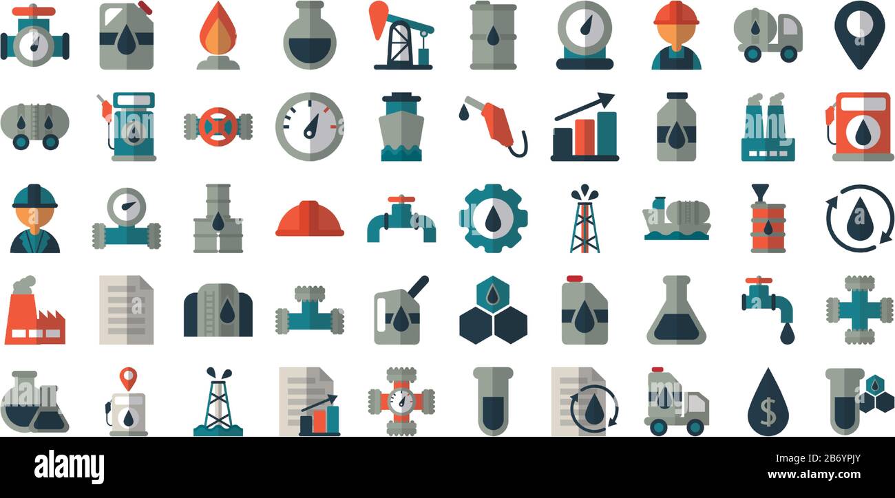 set of icons oil on white background vector illustration design Stock ...