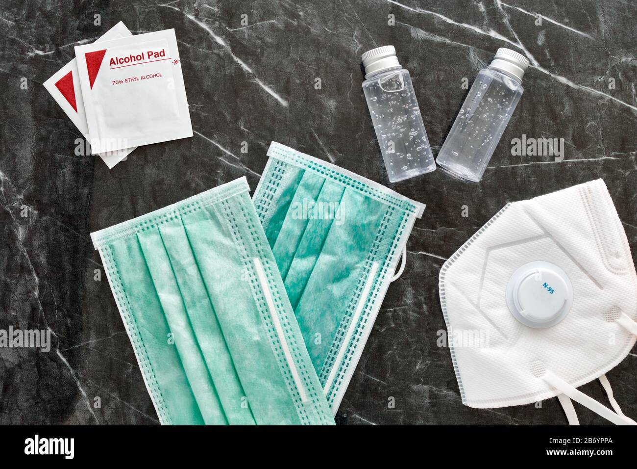 Alcohol gel and face mask pad to prevent virus covid-19 horizontal ...