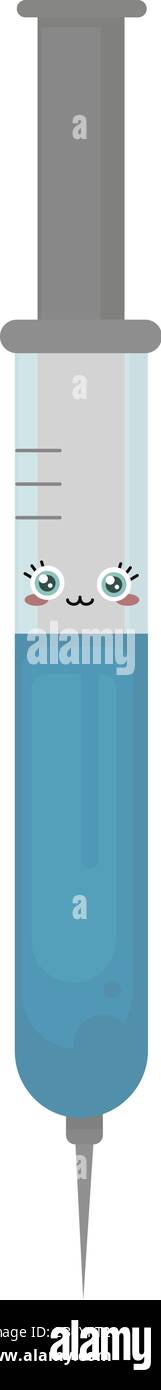 Happy syringe, illustration, vector on white background Stock Vector ...