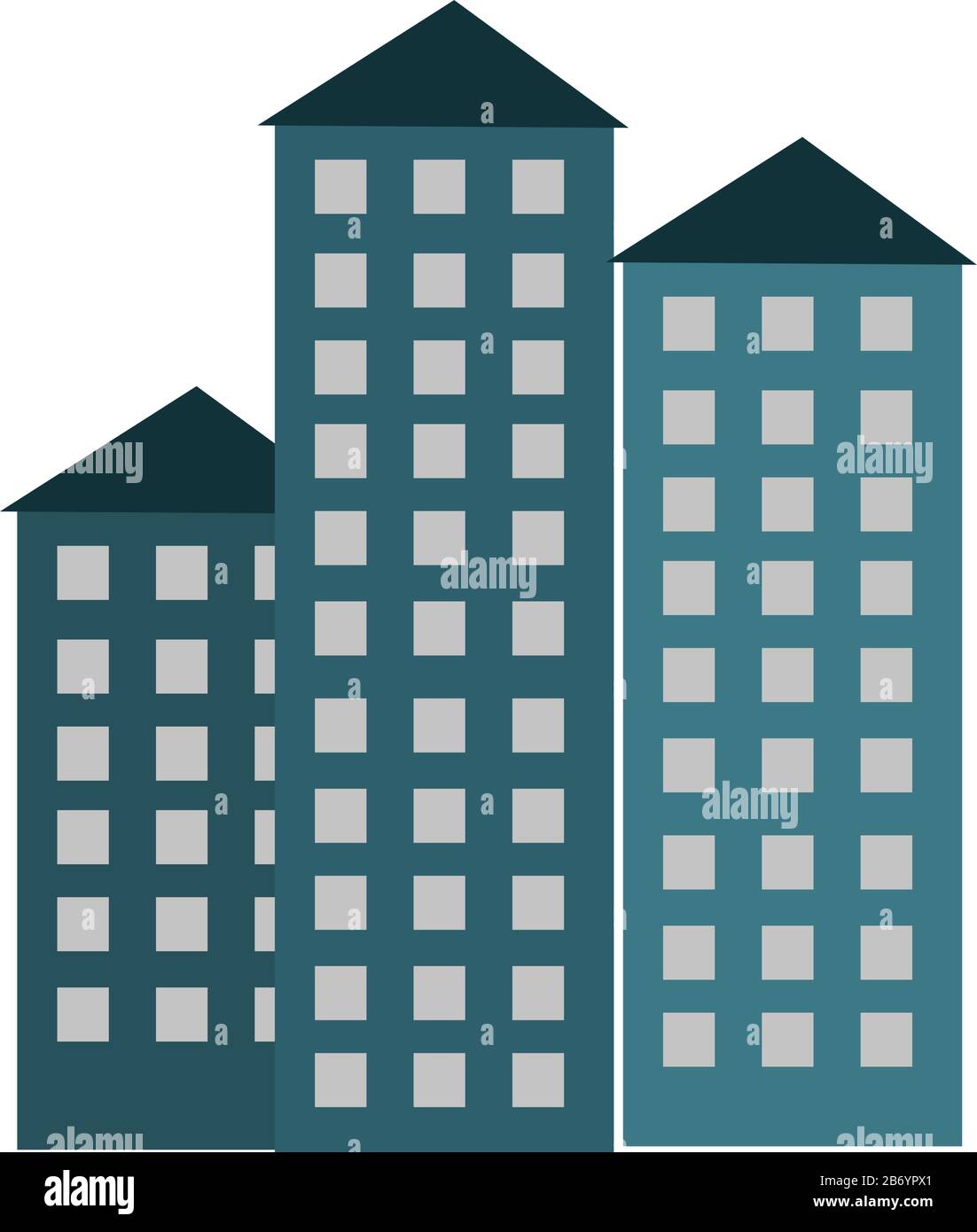 Tall buildings in town, illustration, vector on white background Stock ...