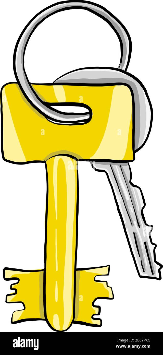 Two keys, illustration, vector on white background Stock Vector Image ...