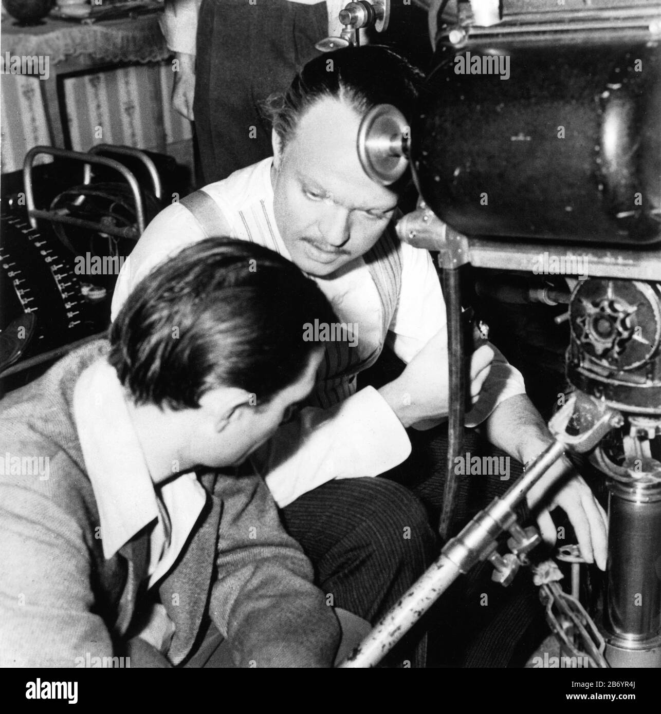 Cinematographer GREGG TOLAND and ORSON WELLES in costume as middle aged ...