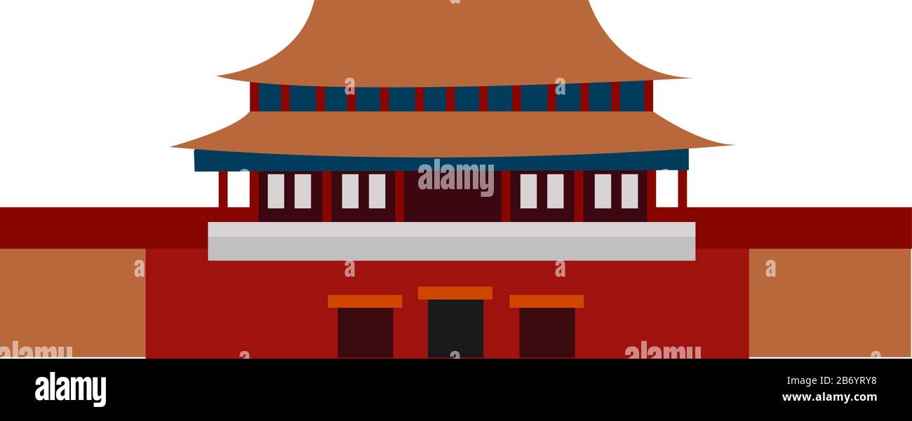 Forbidden city, illustration, vector on white background Stock Vector ...