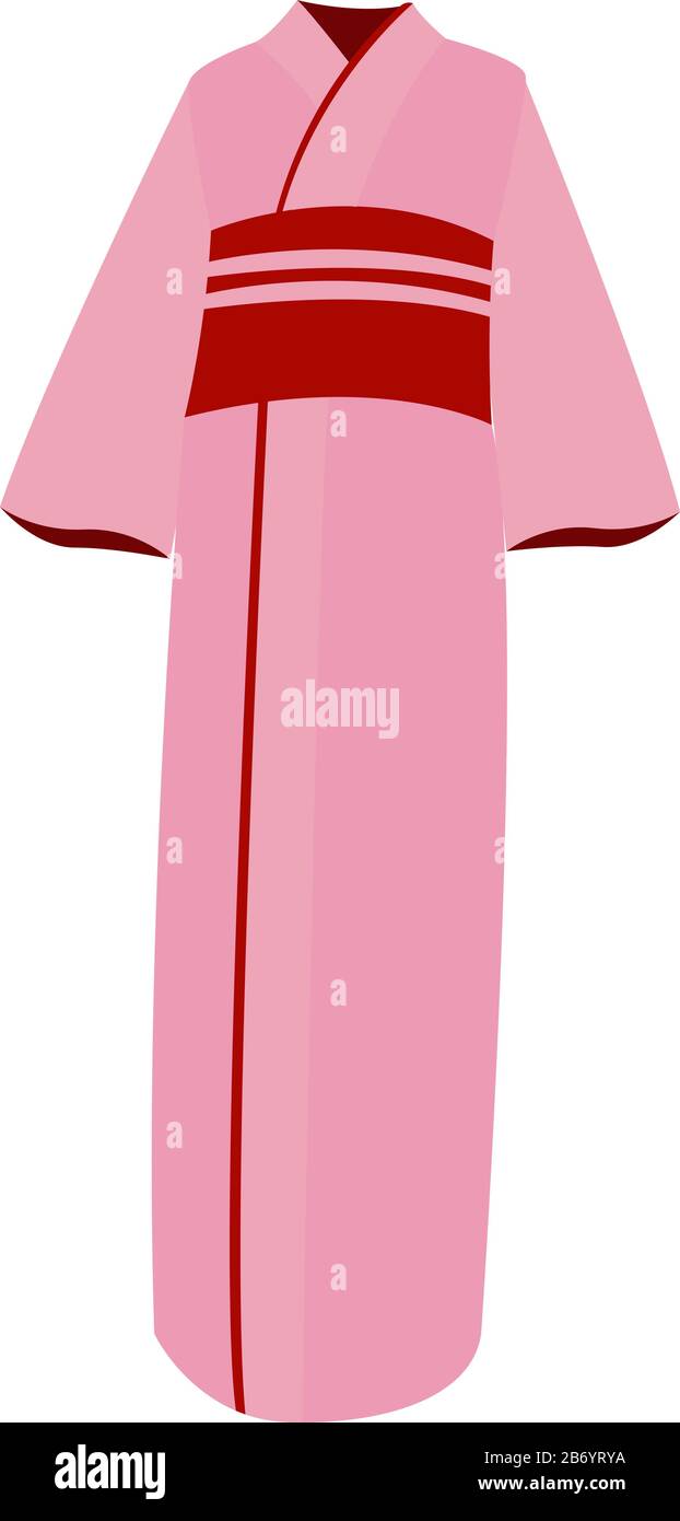 Pink kimono, illustration, vector on white background Stock Vector ...