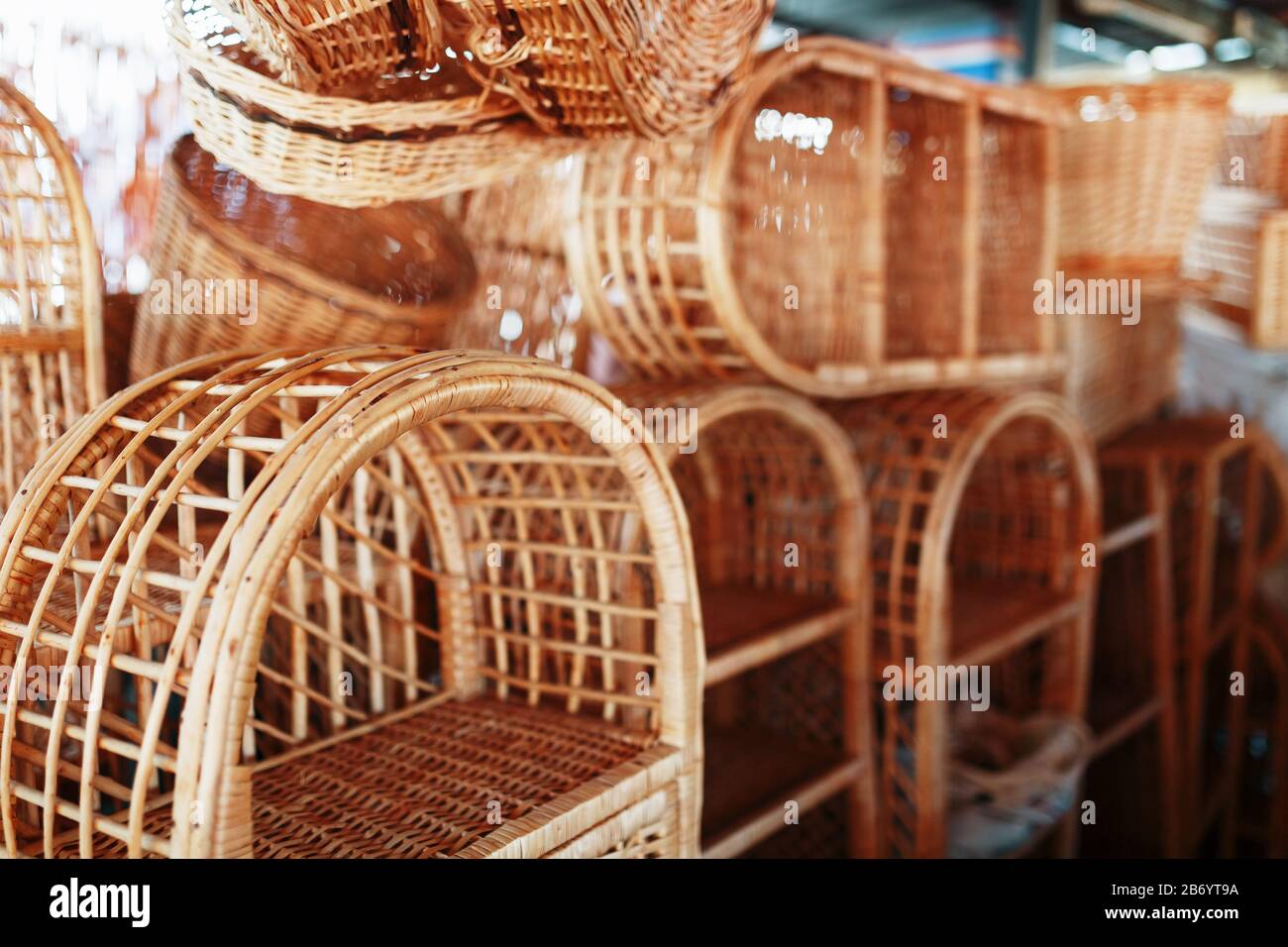 Handmade wicker furniture, products and souvenirs at the street craft ...