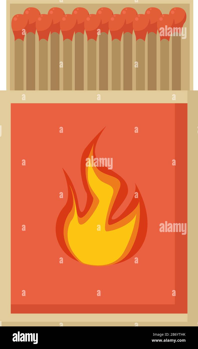 Box of matches, illustration, vector on white background Stock Vector ...