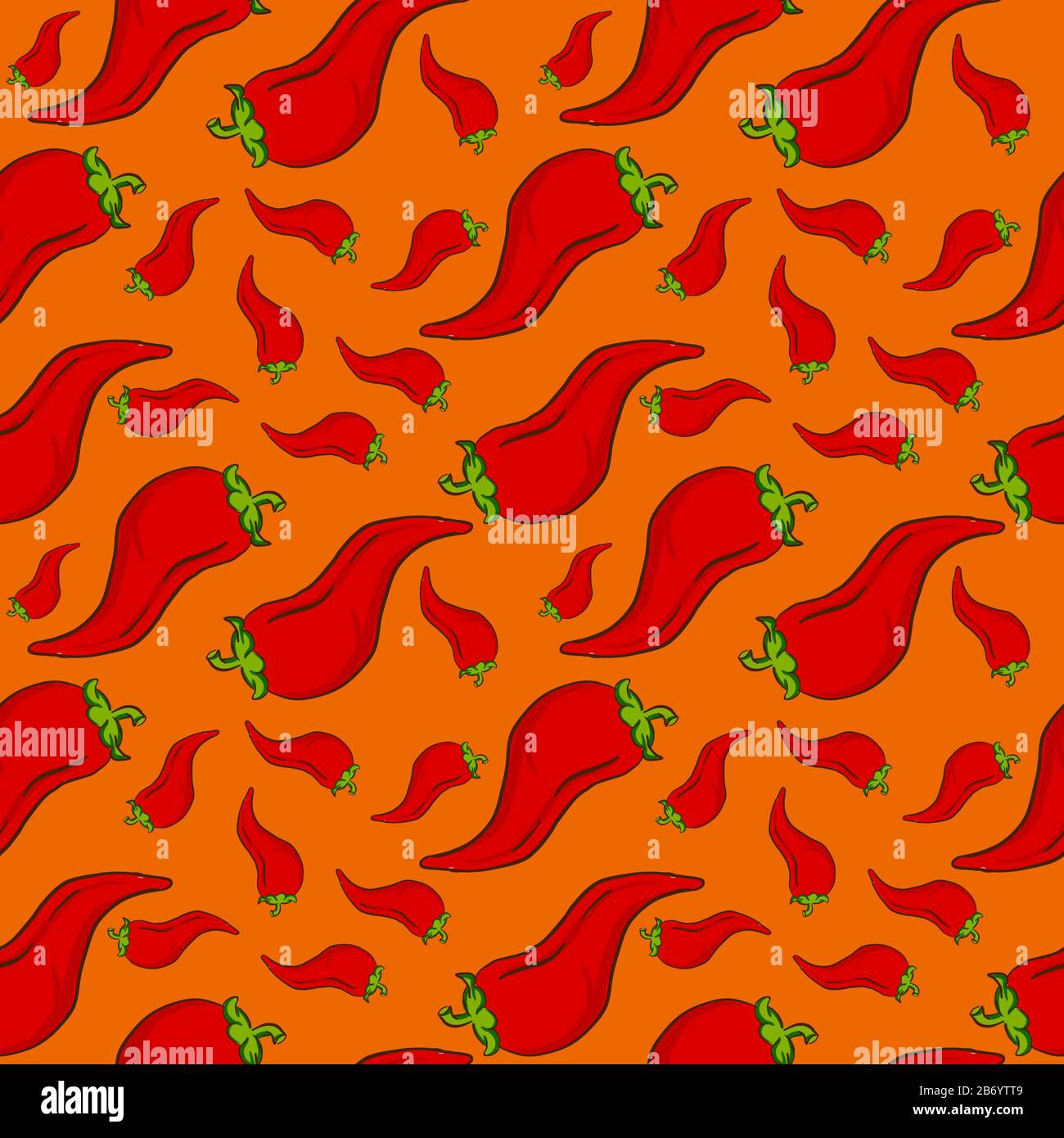 Red hot pepper pattern, illustration, vector on white background Stock ...