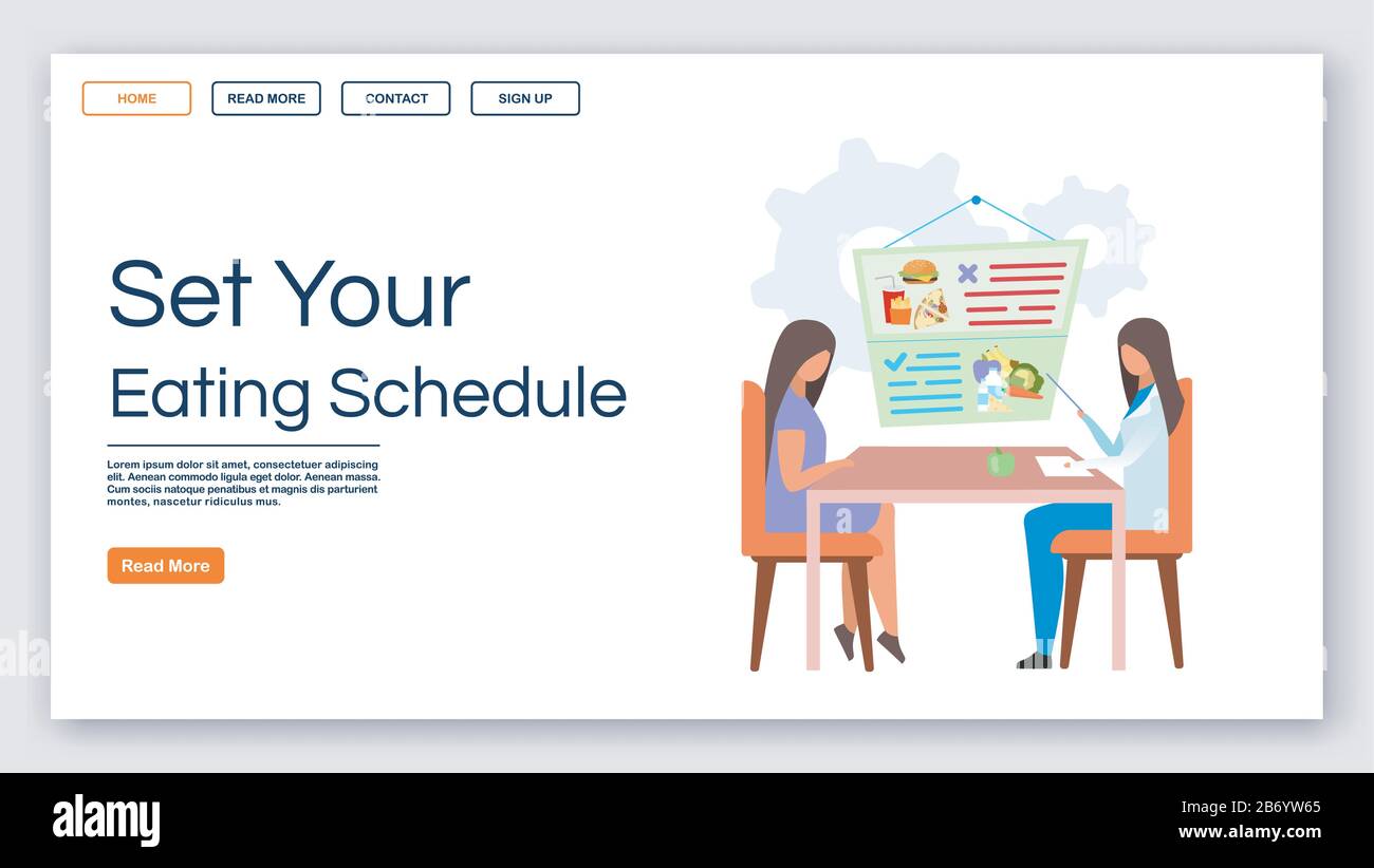 Healthy eating schedule landing page vector template Stock Vector Image ...